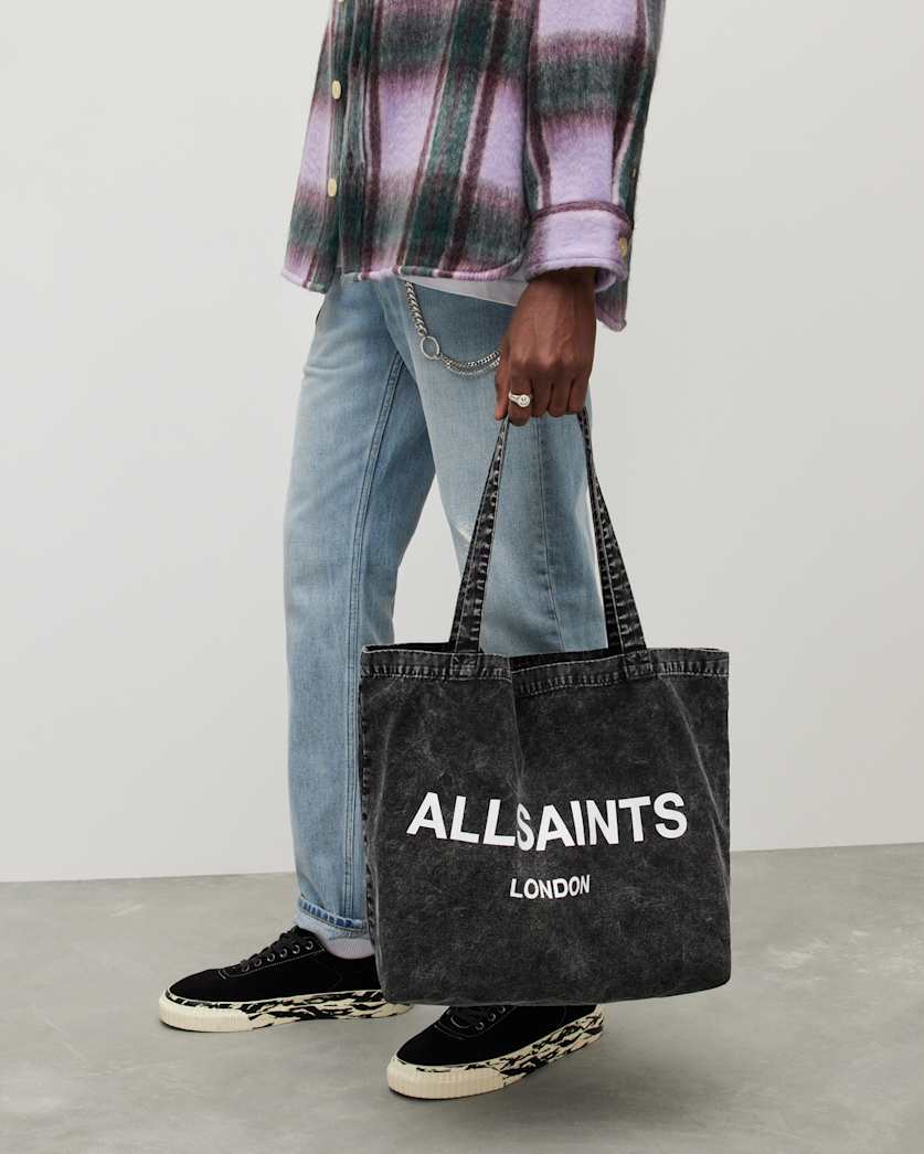 Underground Acid Wash Tote Bag Black/Chalk | ALLSAINTS